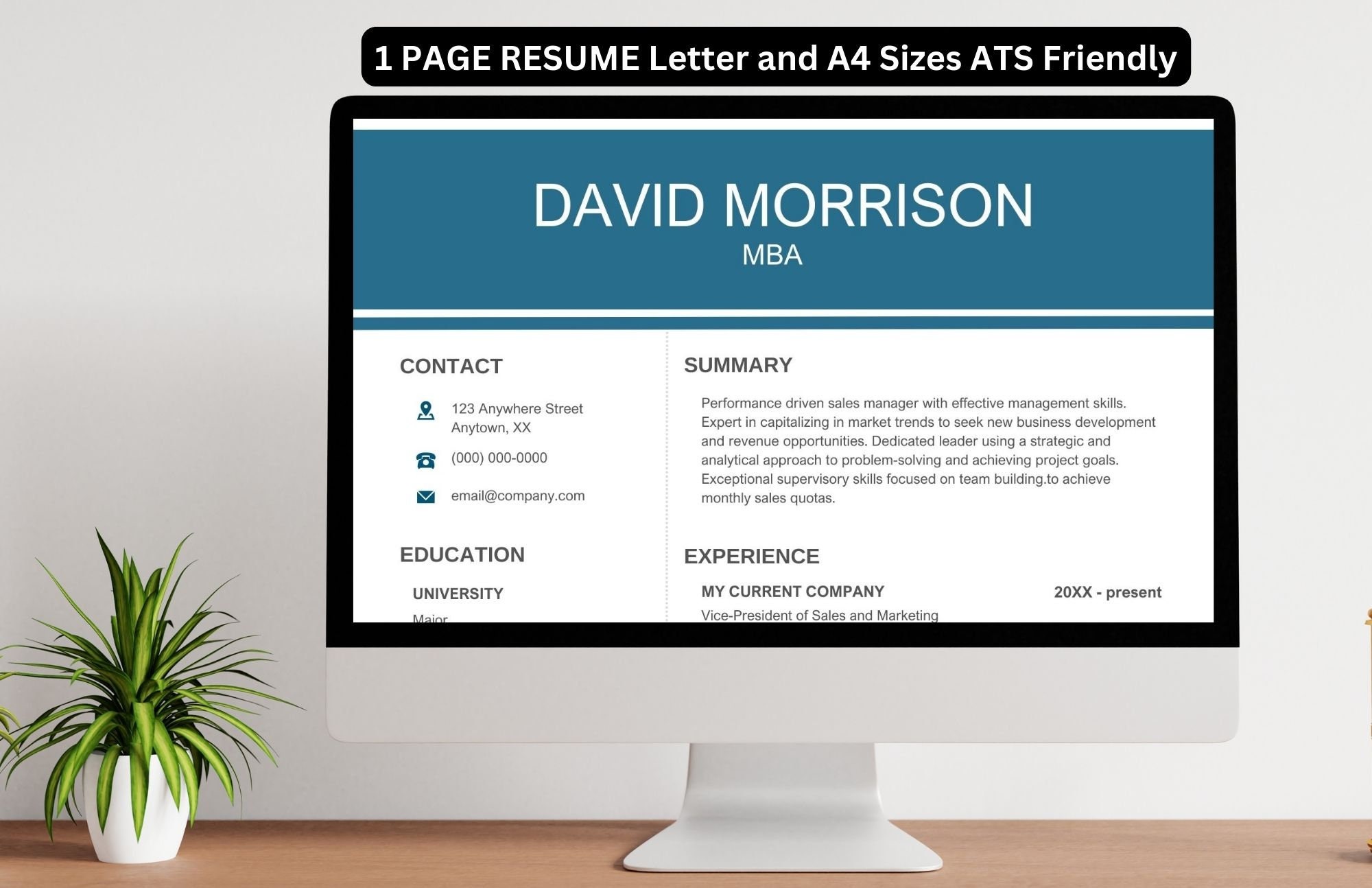 Resume Template for Job Application ATS Resume Clean Fillable Digital ...