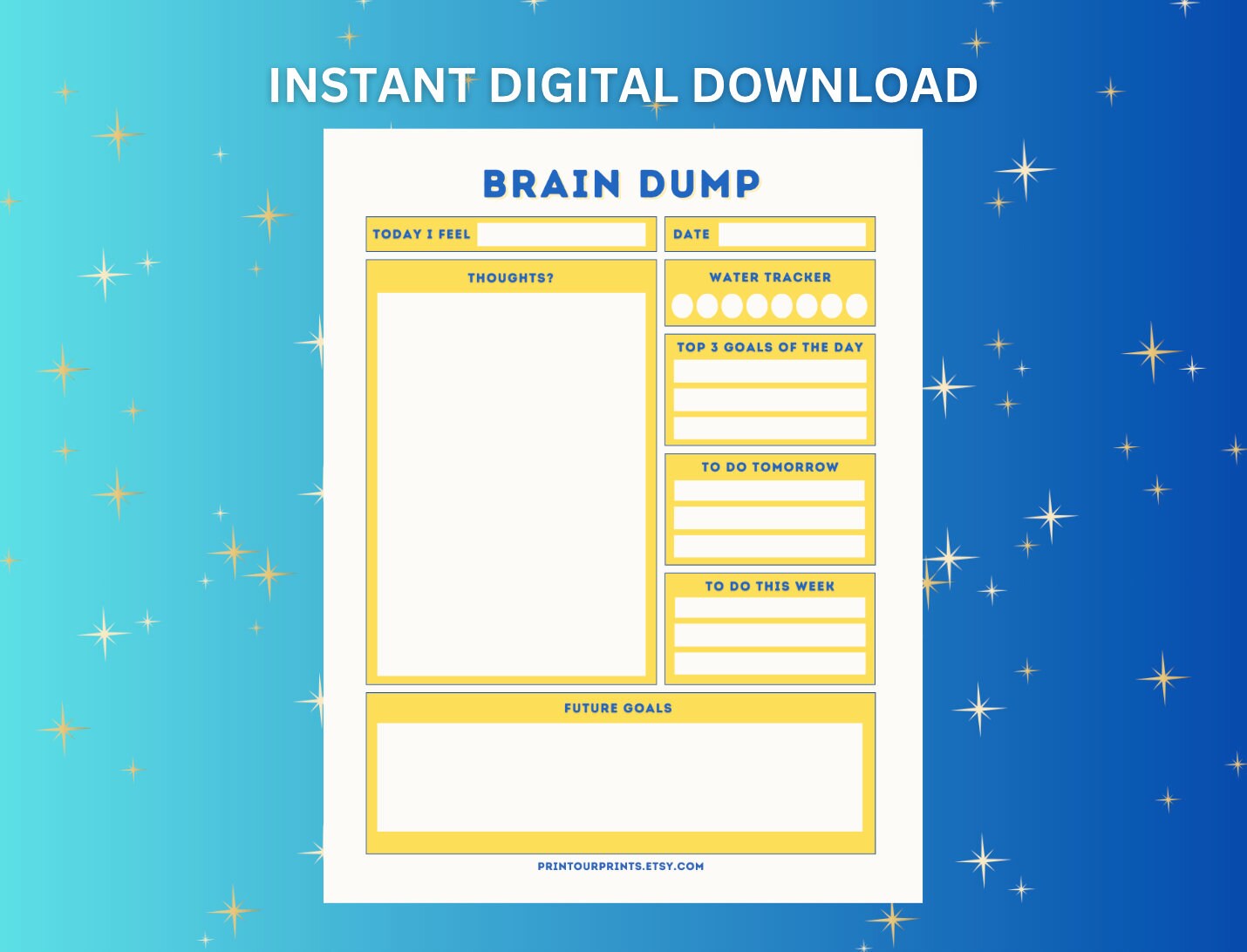 PRINTABLE Brain Dump Template for Thought Organization for Spring Brain ...