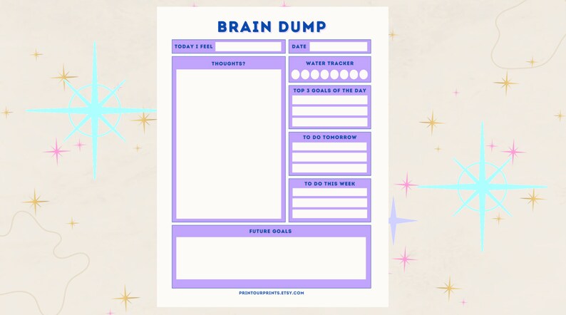 PRINTABLE Brain Dump Template for Thought Organization for Spring Brain ...
