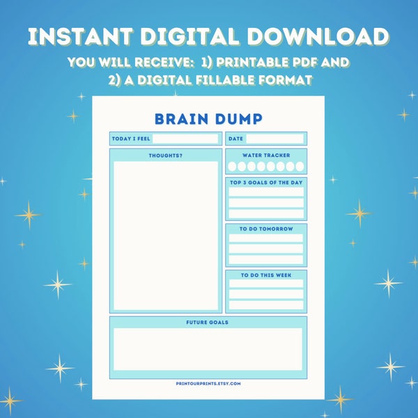 Brain Dump Template - Etsy