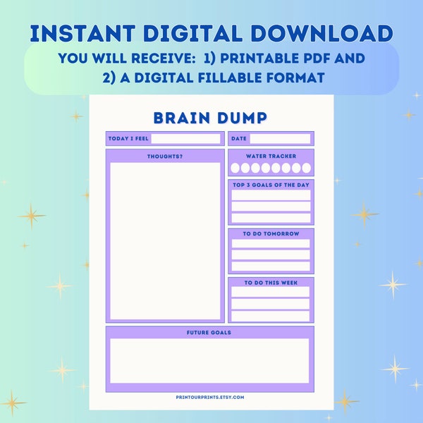 Brain Dump Template - Etsy