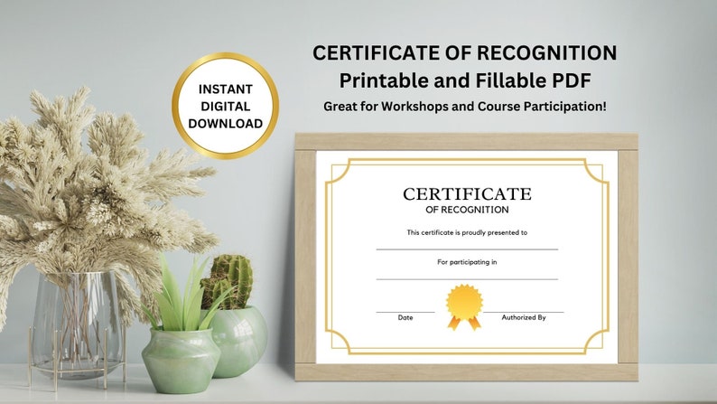 Printable Certificate of Recognition Certificate for Employee Award ...