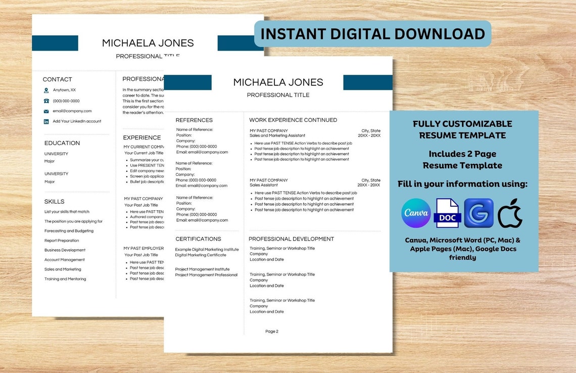 Digital Resume Template for Modern Resume Template for Job Search CV ...