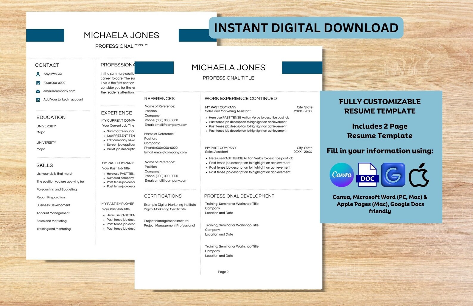 Digital Resume Template for Modern Resume Template for Job Search CV ...
