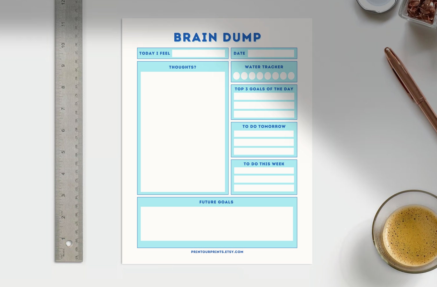 PRINTABLE Brain Dump Template for Thought Organization for Spring Brain ...