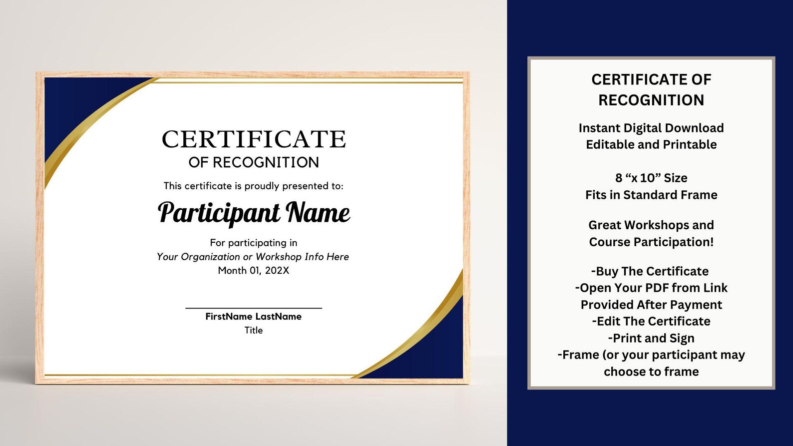 Printable Certificate of Recognition Certificate for Employee Award ...