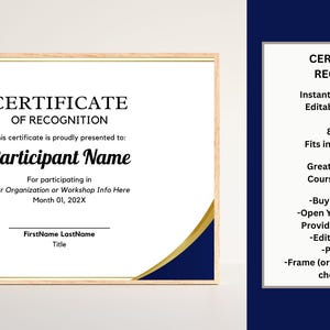 Printable Certificate of Recognition Certificate for Employee Award ...