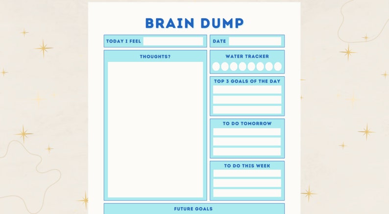 PRINTABLE Brain Dump Template for Thought Organization for Spring Brain ...