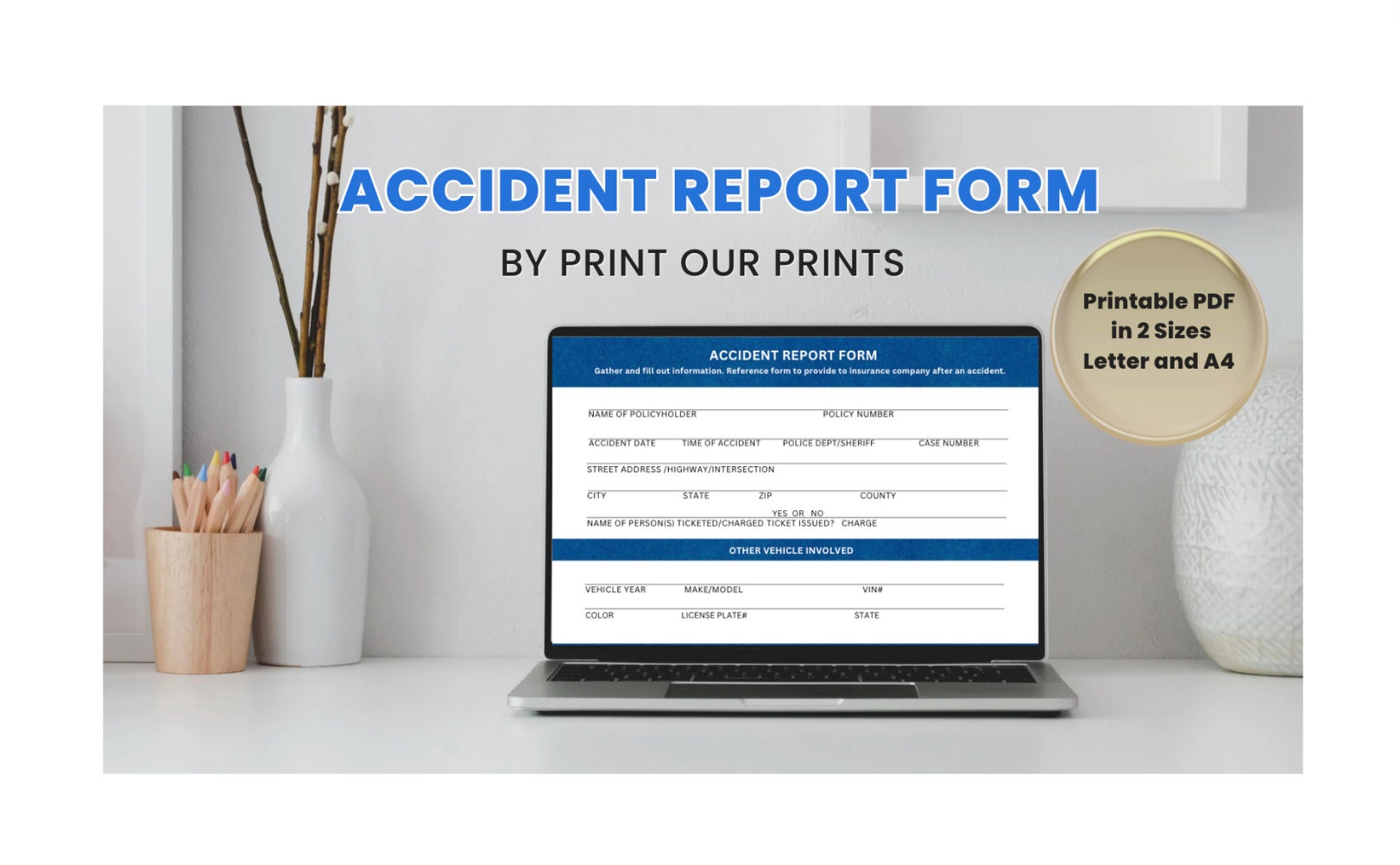 Auto Accident Report Form PDF Format Printable Car Accident Report Form for Insurance Purpose ...