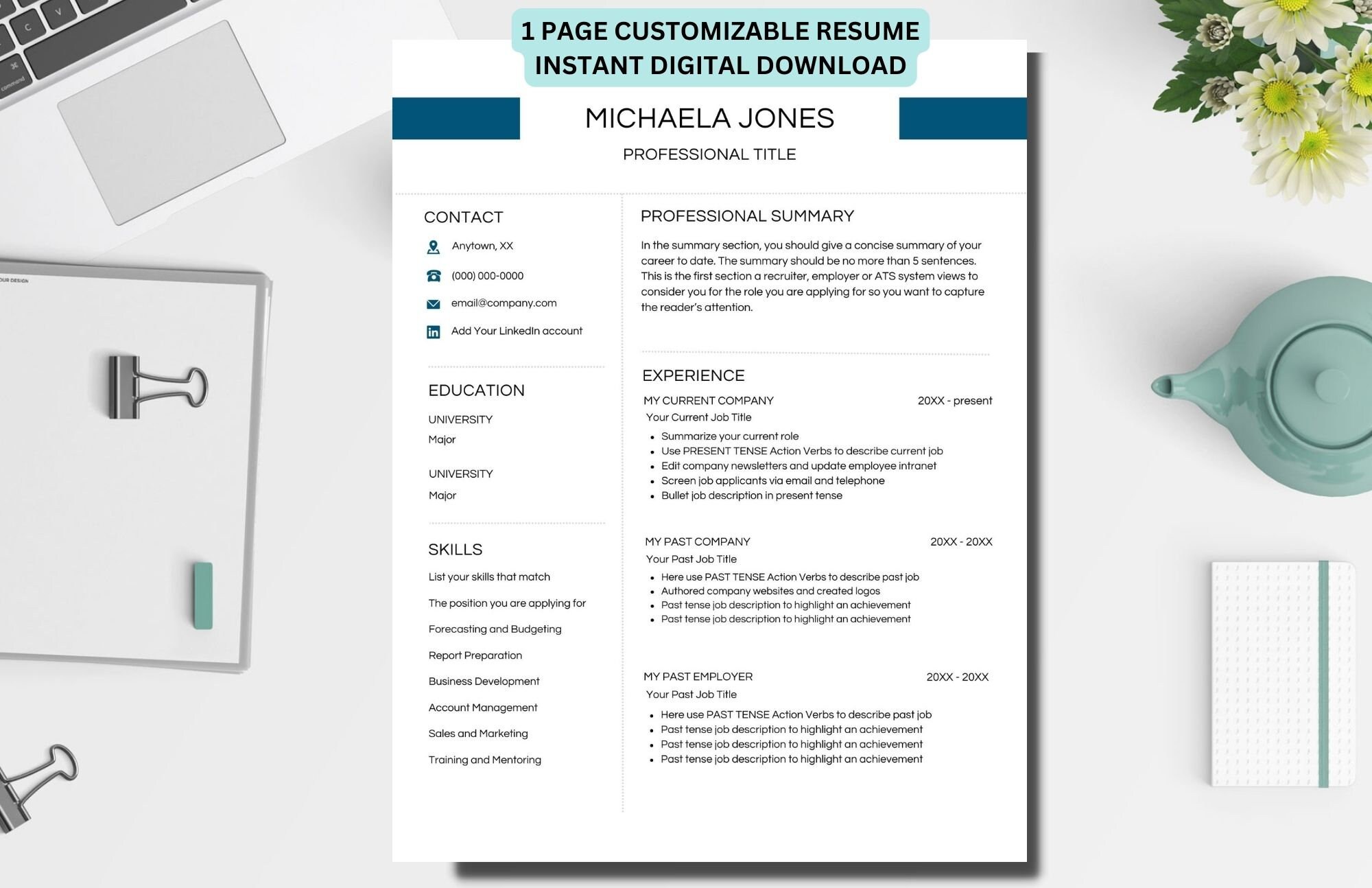 Digital Resume Template for Modern Resume Template for Job Search CV ...