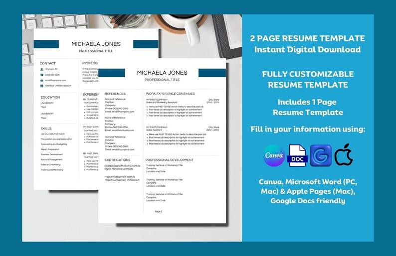 Digital Resume Template for Modern Resume Template for Job Search CV ...