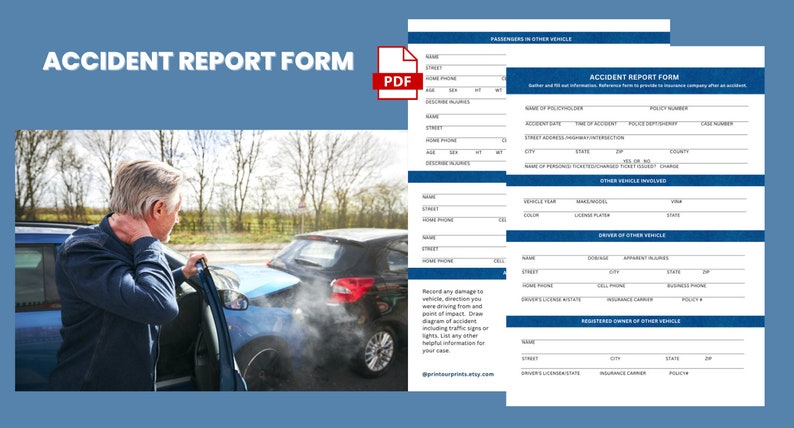 Printable Car Accident Report Form for Insurance Purposes Auto Accident ...