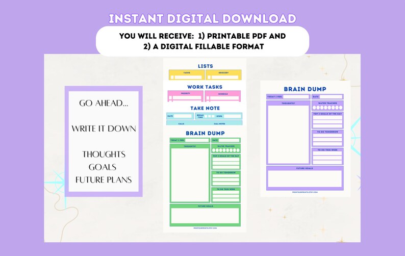 PRINTABLE Brain Dump Template for Thought Organization for Spring Brain ...