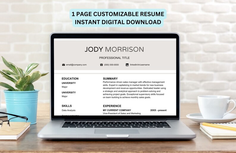 Resume Template Modern Design Digital Download Resume Template for Job ...