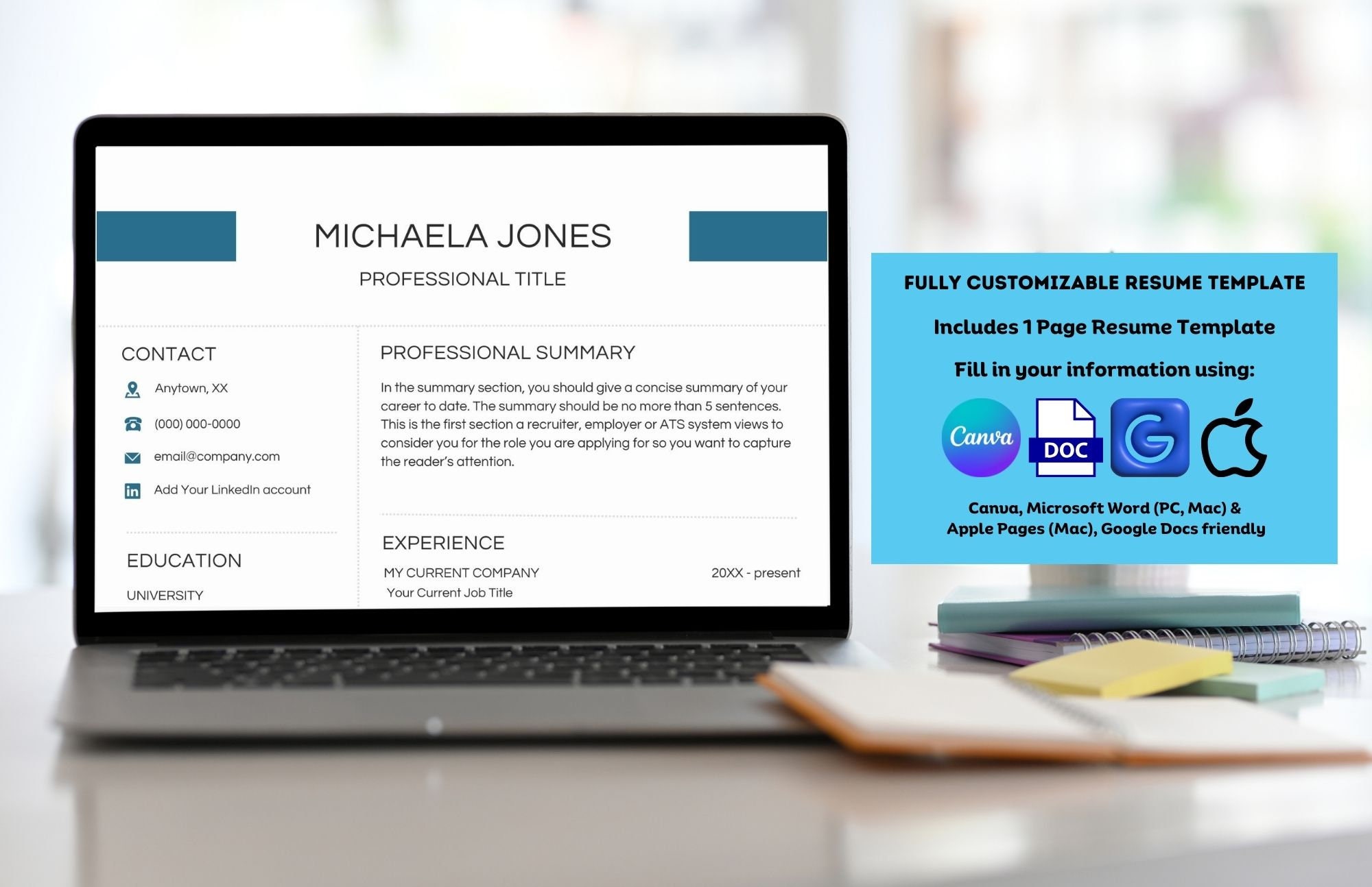 Digital Resume Template for Modern Resume Template for Job Search CV ...