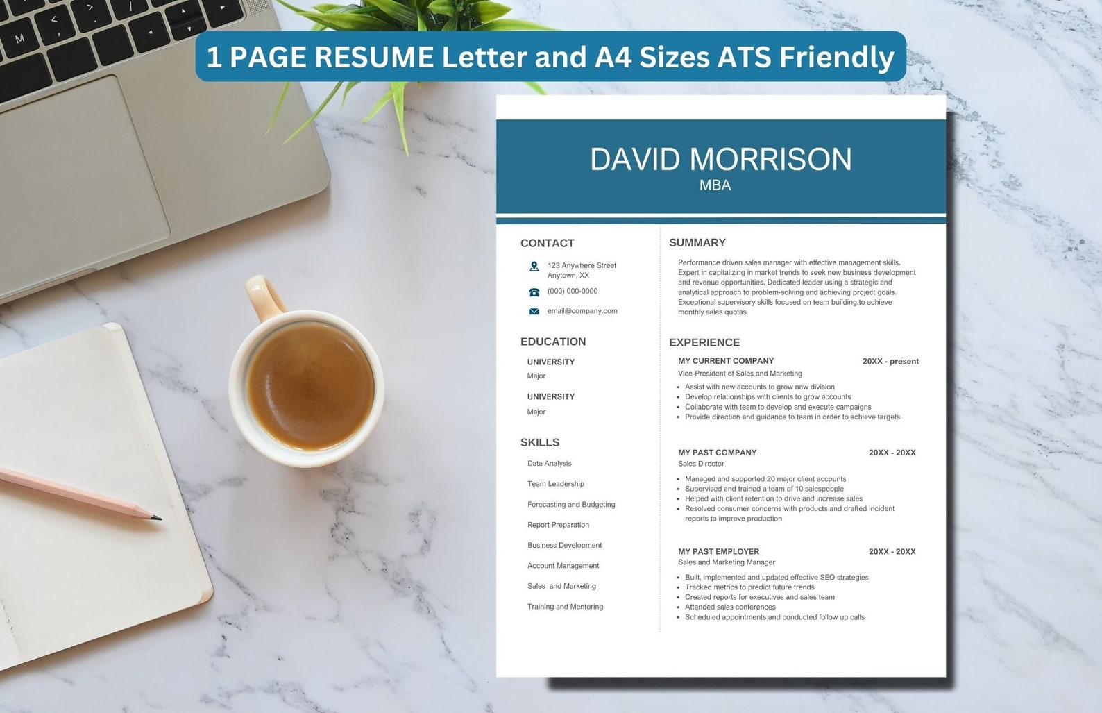 Resume Template for Job Application ATS Resume Clean Fillable Digital ...