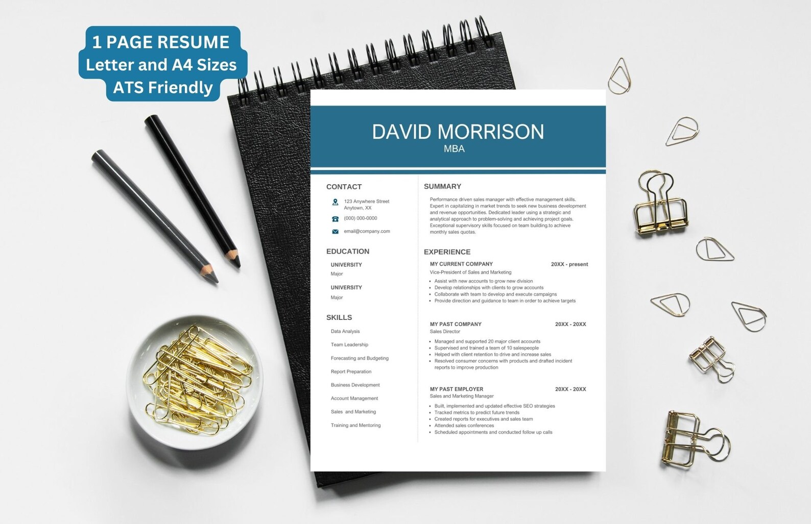 Resume Template for Job Application ATS Resume Clean Fillable Digital ...