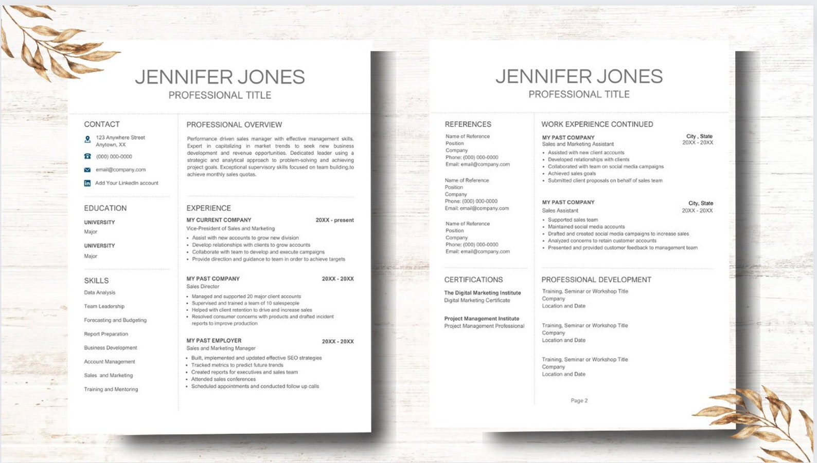 Modern Resume Template Digital Resume Template Minimalist Resume for ...