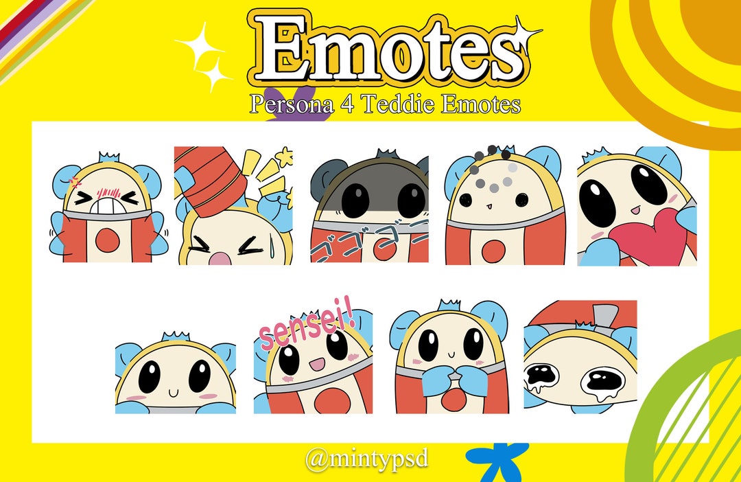 PERSONA 4 TEDDIE EMOTES (9) | Discord | Twitch | Streaming | Persona ...