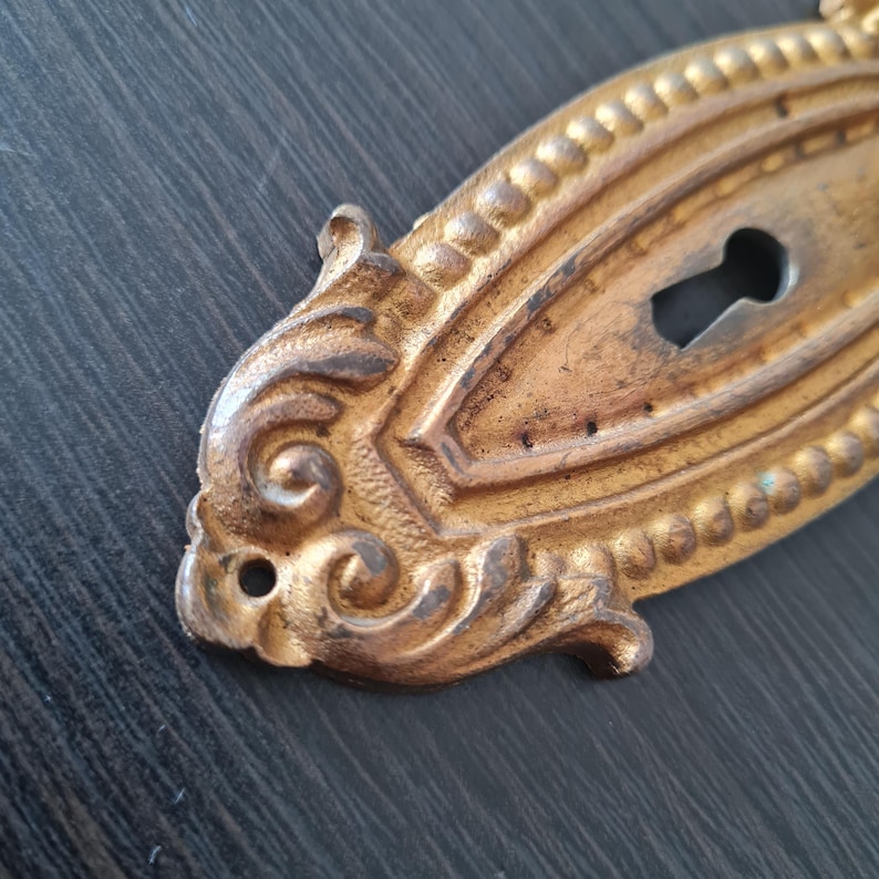 Antique Drawer Drop Pull Handle With Plate & Keyhole Cover Escutcheon ...