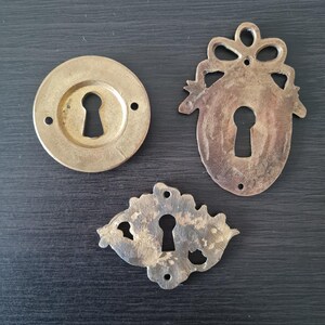 Antique French Brass Key Hole Plate, Peep Hole Cover, Ornate Gold ...