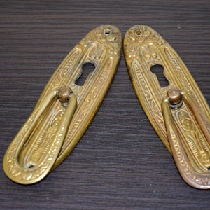 Victorian Cabinet Keyhole Cover With Drawer Pull Handle, Brass Key Hole ...