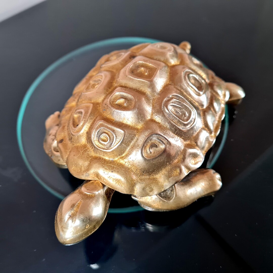 Brass Sea Turtle Trinket Box for Jewelry Treasures, Mid Century ...