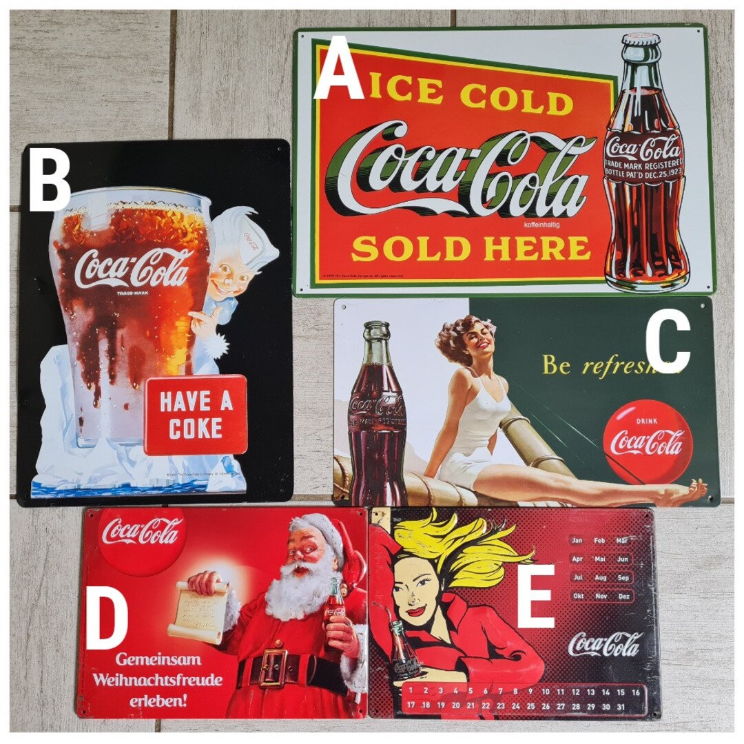 COCA-COLA Picture Vintage Retro 90s Wall Decor Metal Tin Sign ...