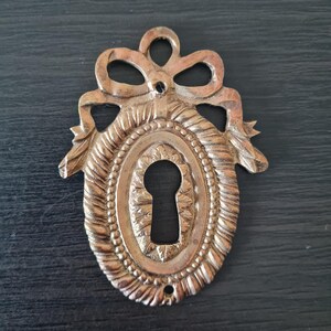 Antique French Brass Key Hole Plate, Peep Hole Cover, Ornate Gold ...