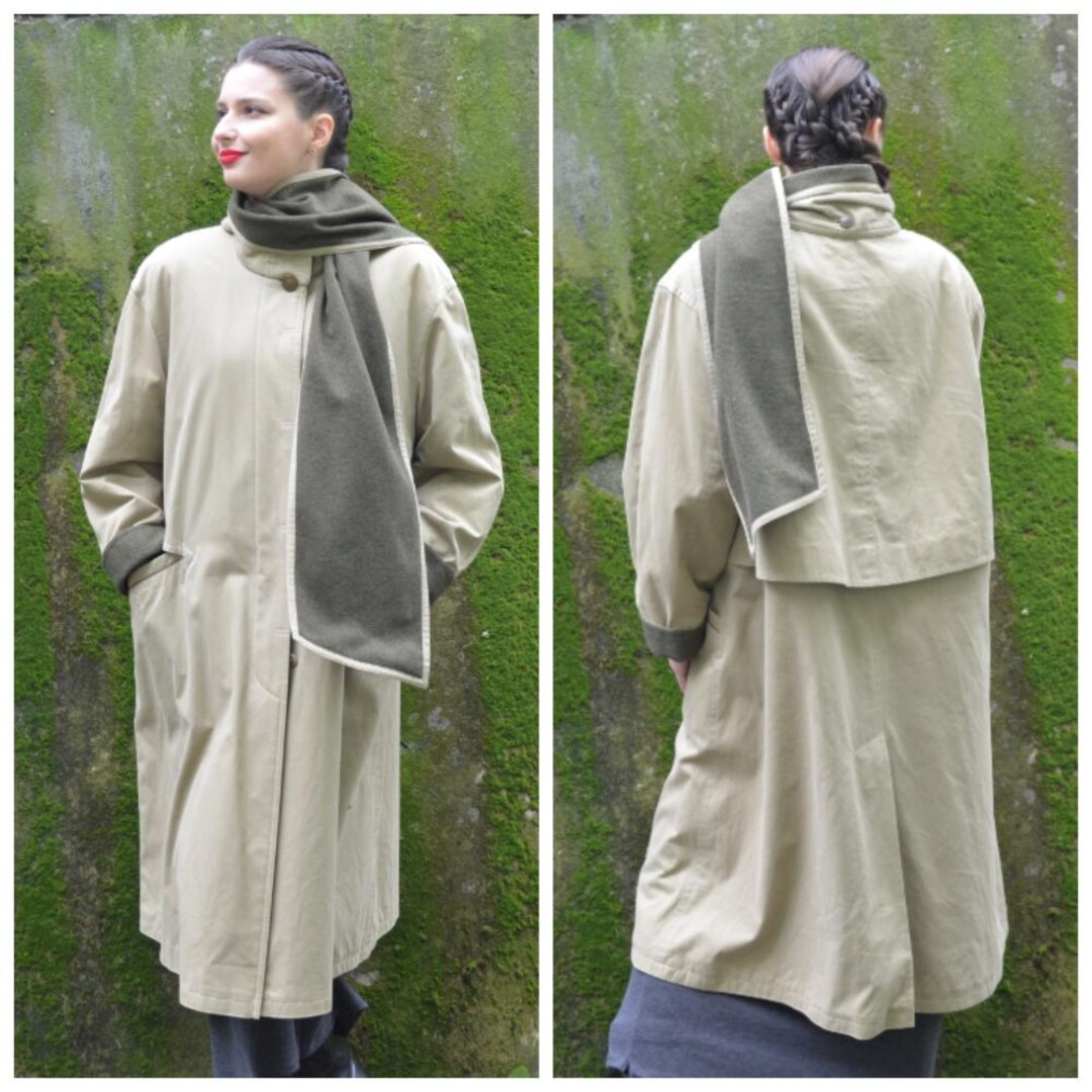 Vintage Designer JOBIS Trench Coat With Scarf & Wool Lining, Classic ...