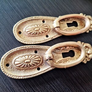 Victorian Cabinet Keyhole Cover With Drawer Pull Handle, Brass Key Hole ...