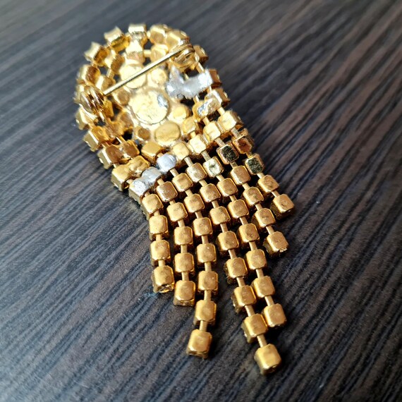 AB Waterfall Dangle Rhinestone Brooch, Iridescent Ele… - Gem