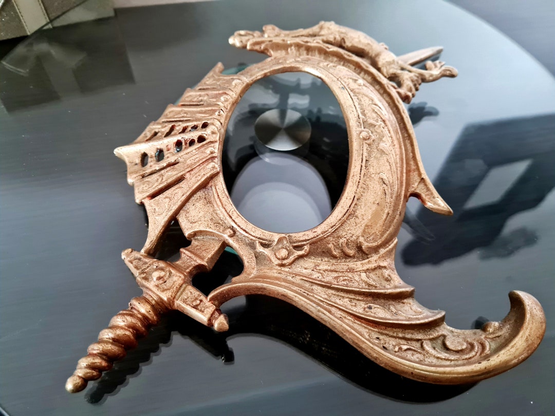 Knight's Helmet Picture Frame Medieval Style Topped Dragon and Sword ...