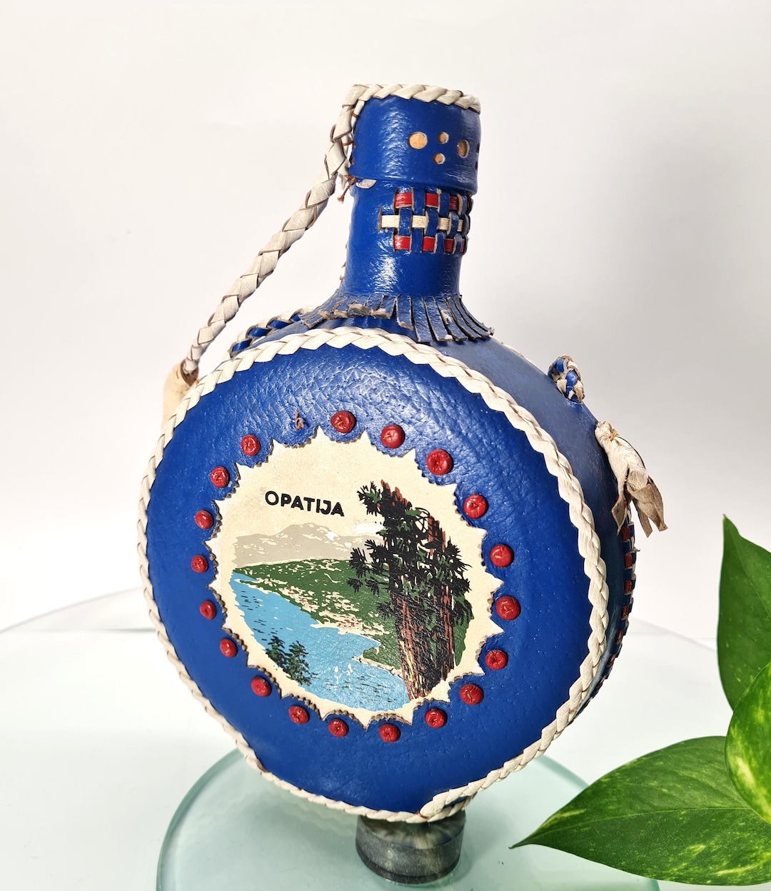Vintage Wrapped Flask With Strap in Leather Textile Cover, Western ...