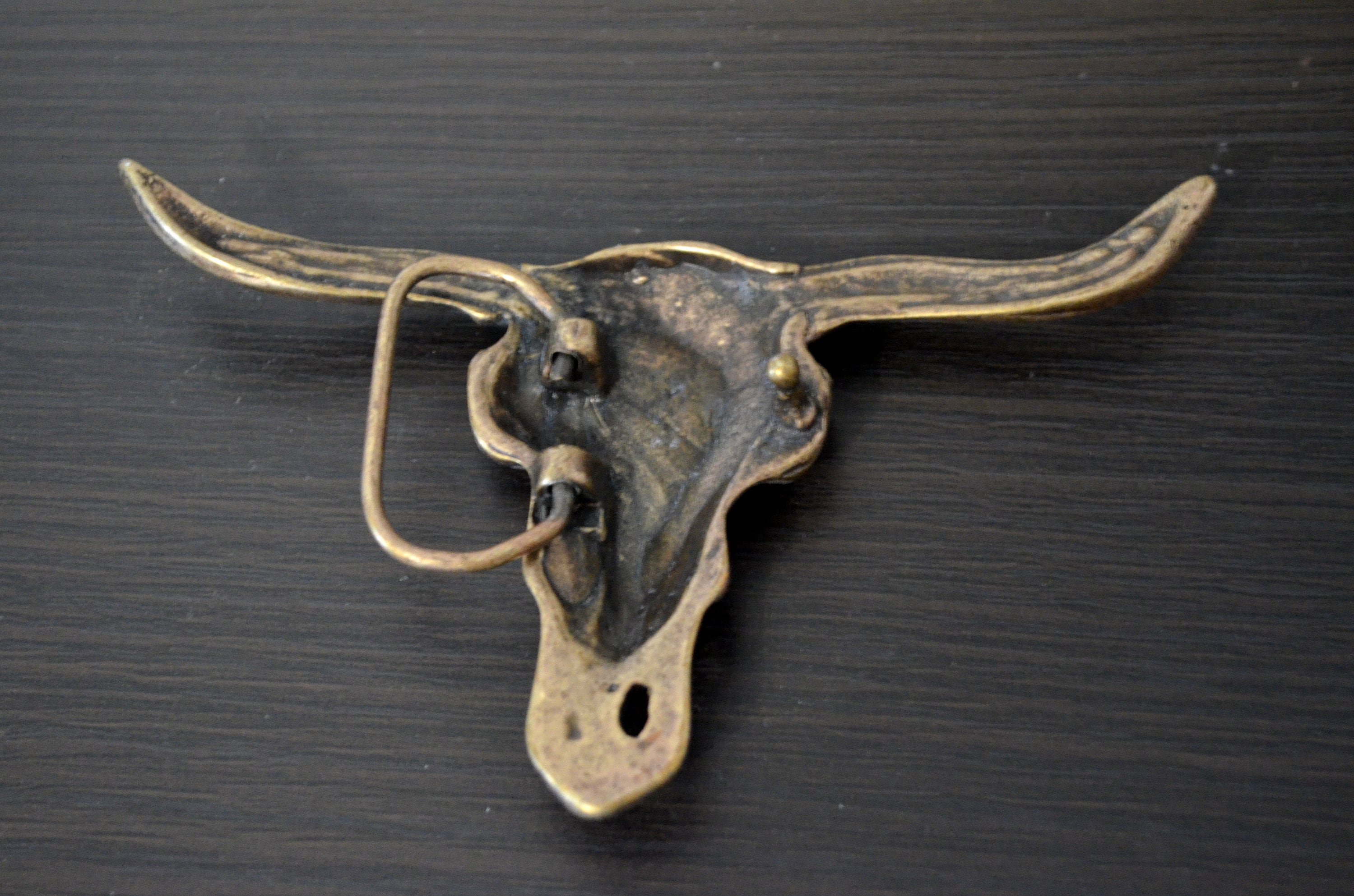 Brass Longhorn Bull Skull Belt Buckle, 3D Western Texas Cowboy Belt ...