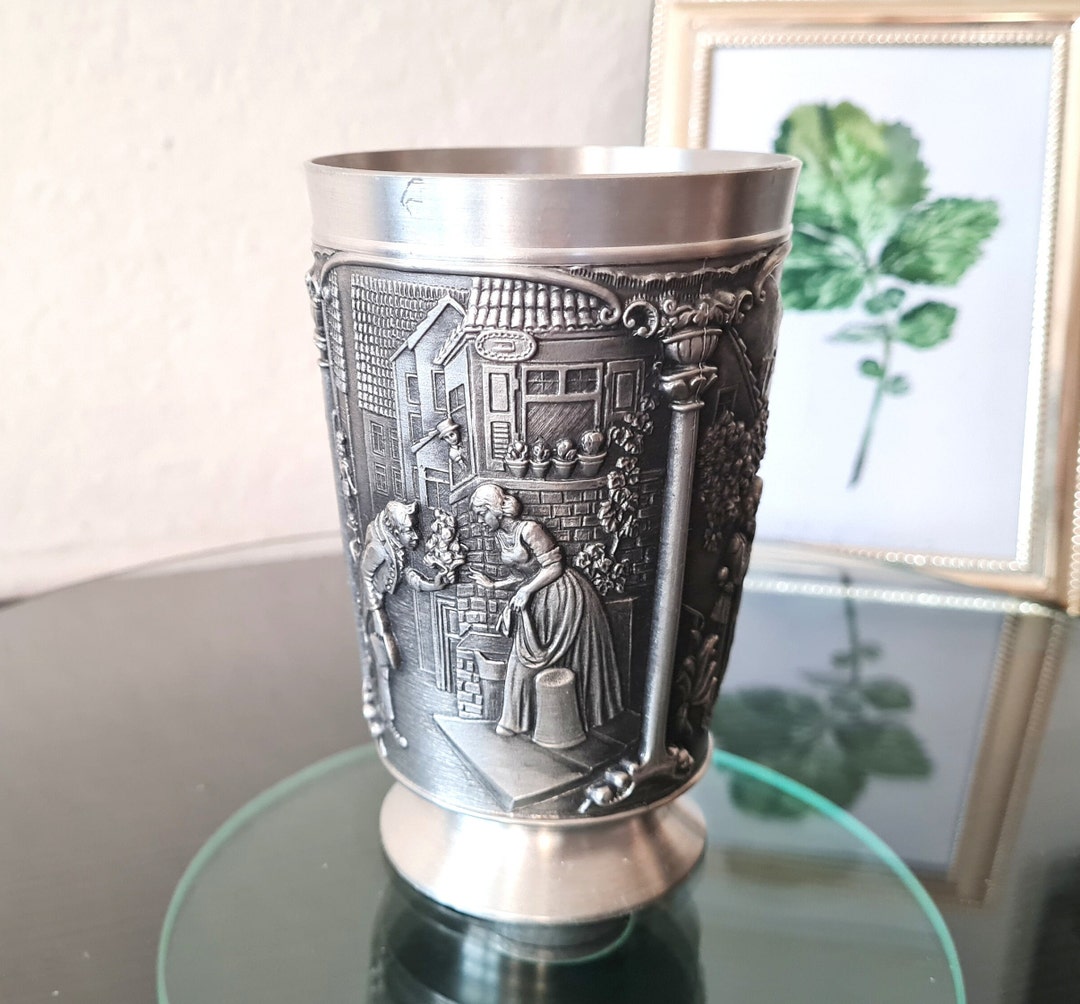 Vintage Pewter Tankard Cup, German Metal Wine Glass Tumbler Goblet ...
