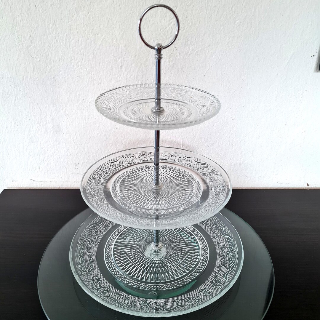 3 Tier Cake Dessert Buffet Stand Frosted Glass, Cupcake Display ...