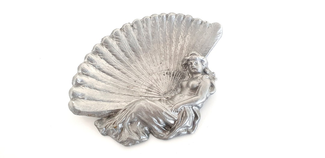 Art Nouveau Woman Lady With Burlesque Fan Trinket Dish Ashtray, Jewelry ...