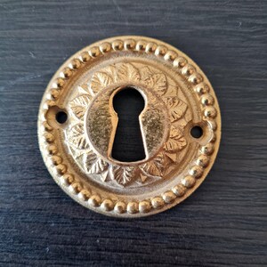 Antique French Brass Key Hole Plate, Peep Hole Cover, Ornate Gold ...