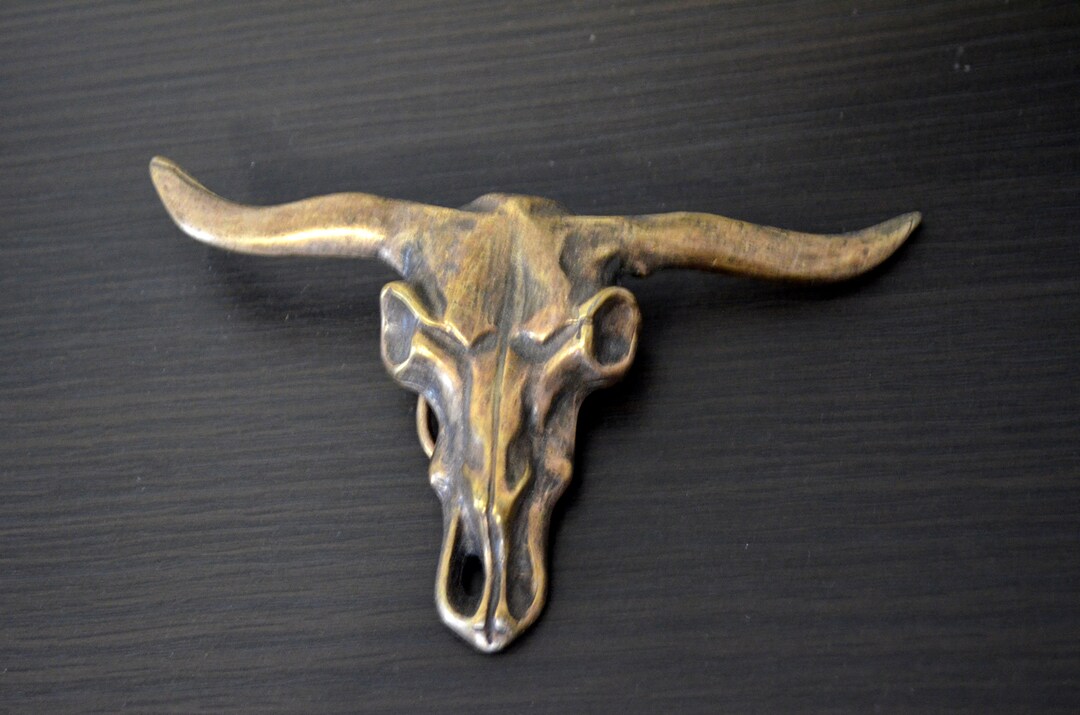 Brass Longhorn Bull Skull Belt Buckle, 3D Western Texas Cowboy Belt ...