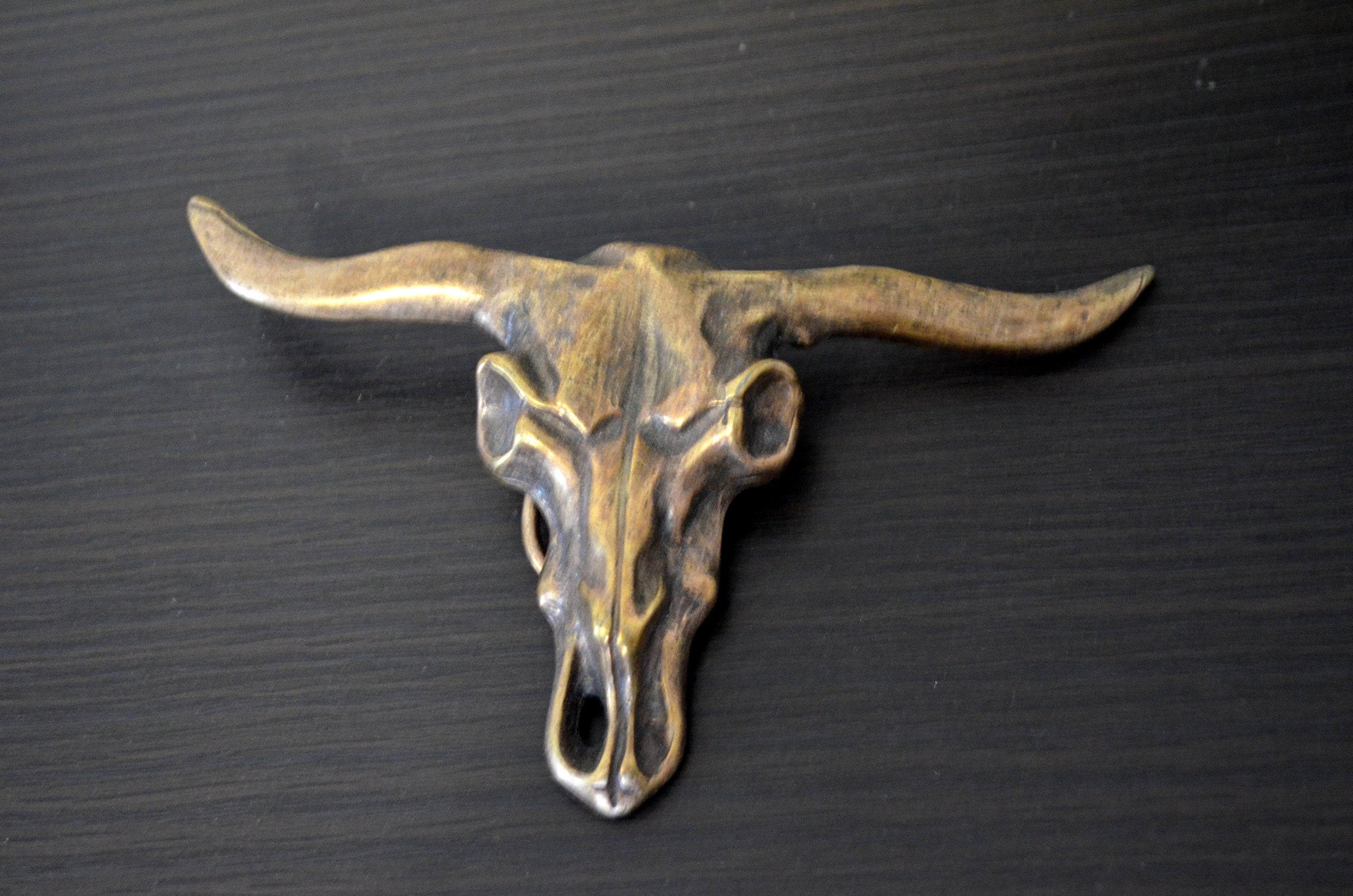 Brass Longhorn Bull Skull Belt Buckle, 3D Western Texas Cowboy Belt ...