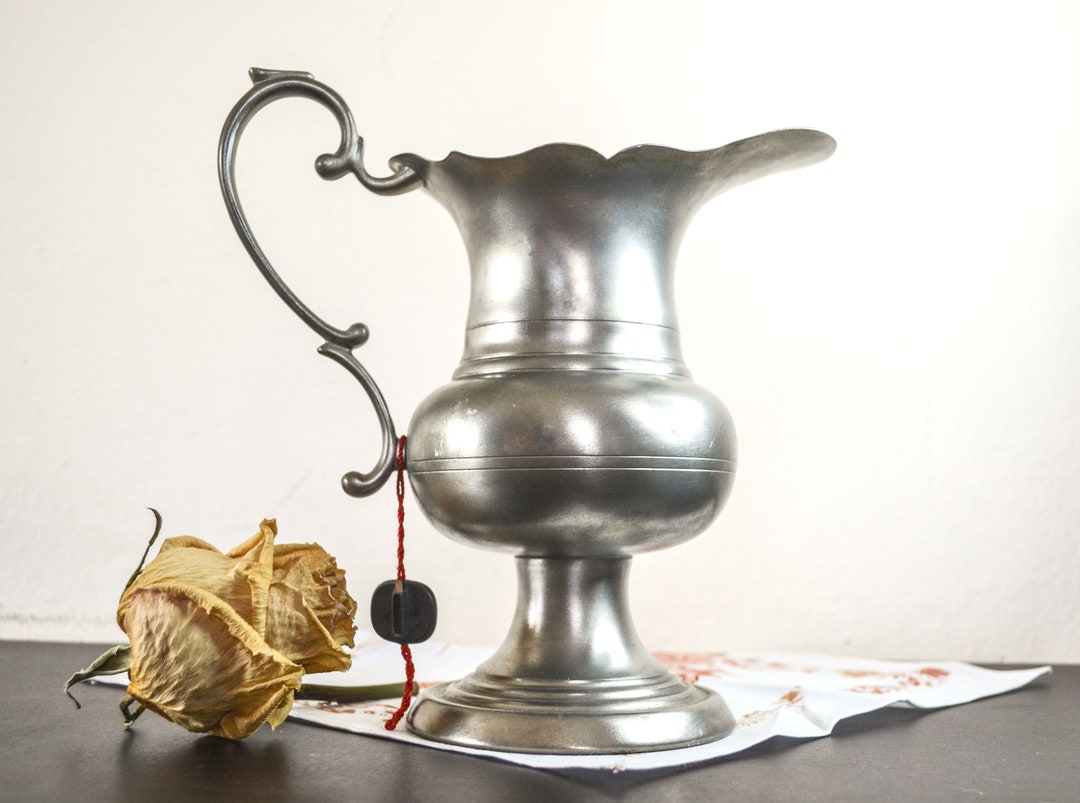 Italy Pewter Vase Pitcher Art Nouveau, Wine Jug or Water Carafe ...