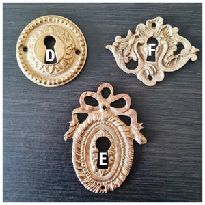 Antique French Brass Key Hole Plate, Peep Hole Cover, Ornate Gold ...