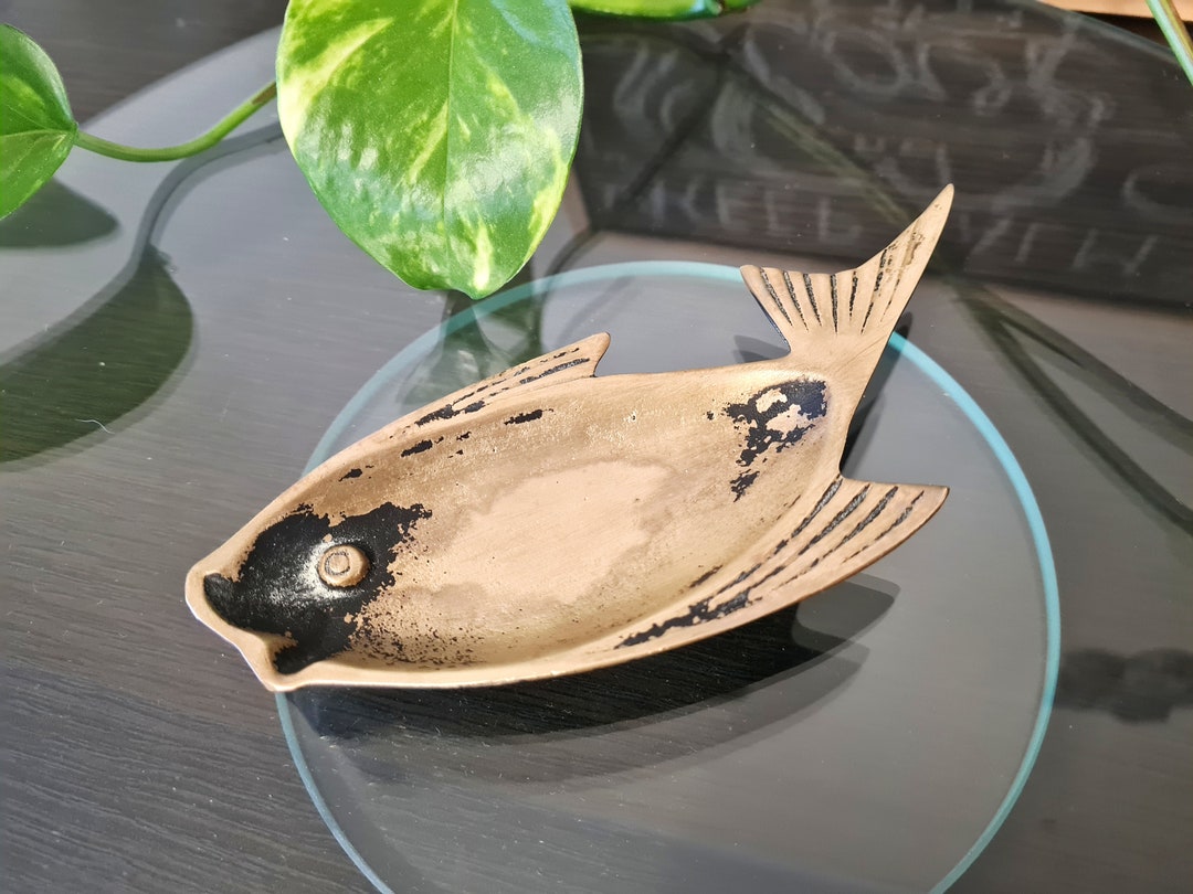 Small Brass Fish Trinket Ring Dish Tray Bowl, Mid Century Small Ashtray ...
