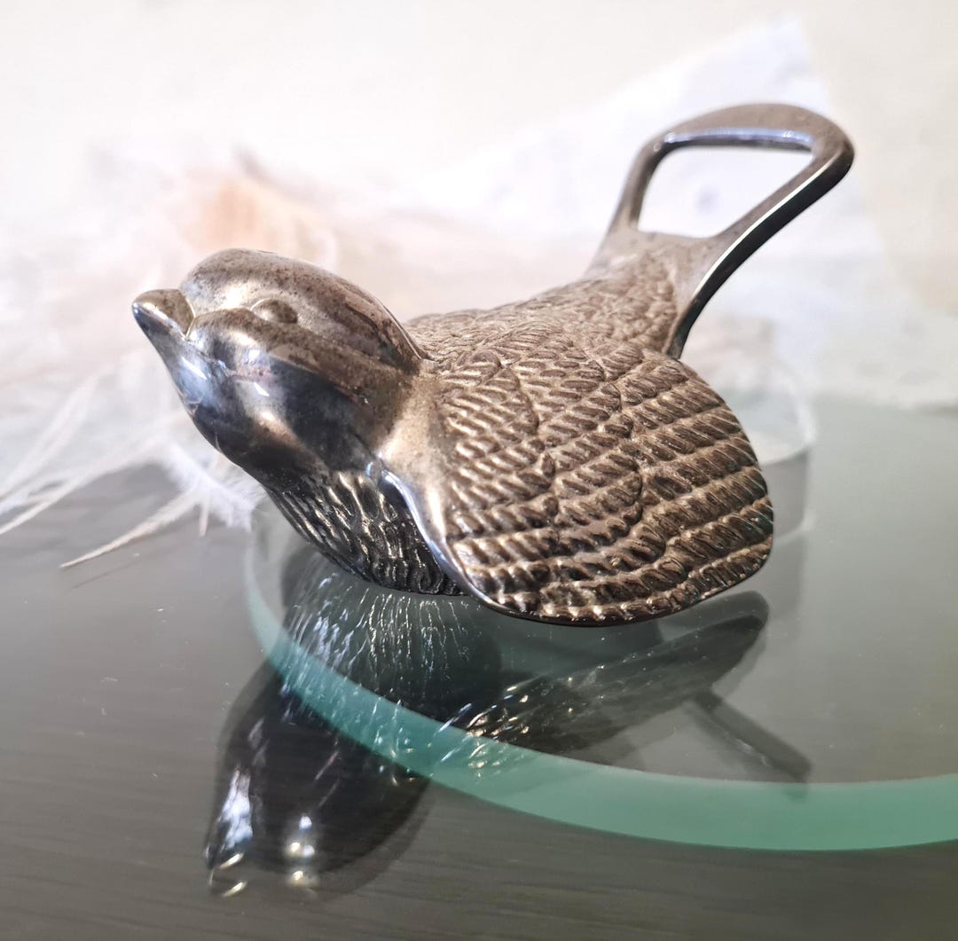 Sparrow Bird Beer Bottle Opener Solid Brass Silver Plated, Housewarming ...