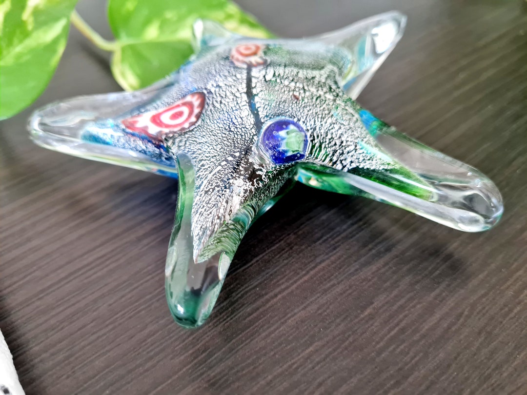 Starfish Paperweight Murano Art Glass in Green Blue Silver Sculpture ...