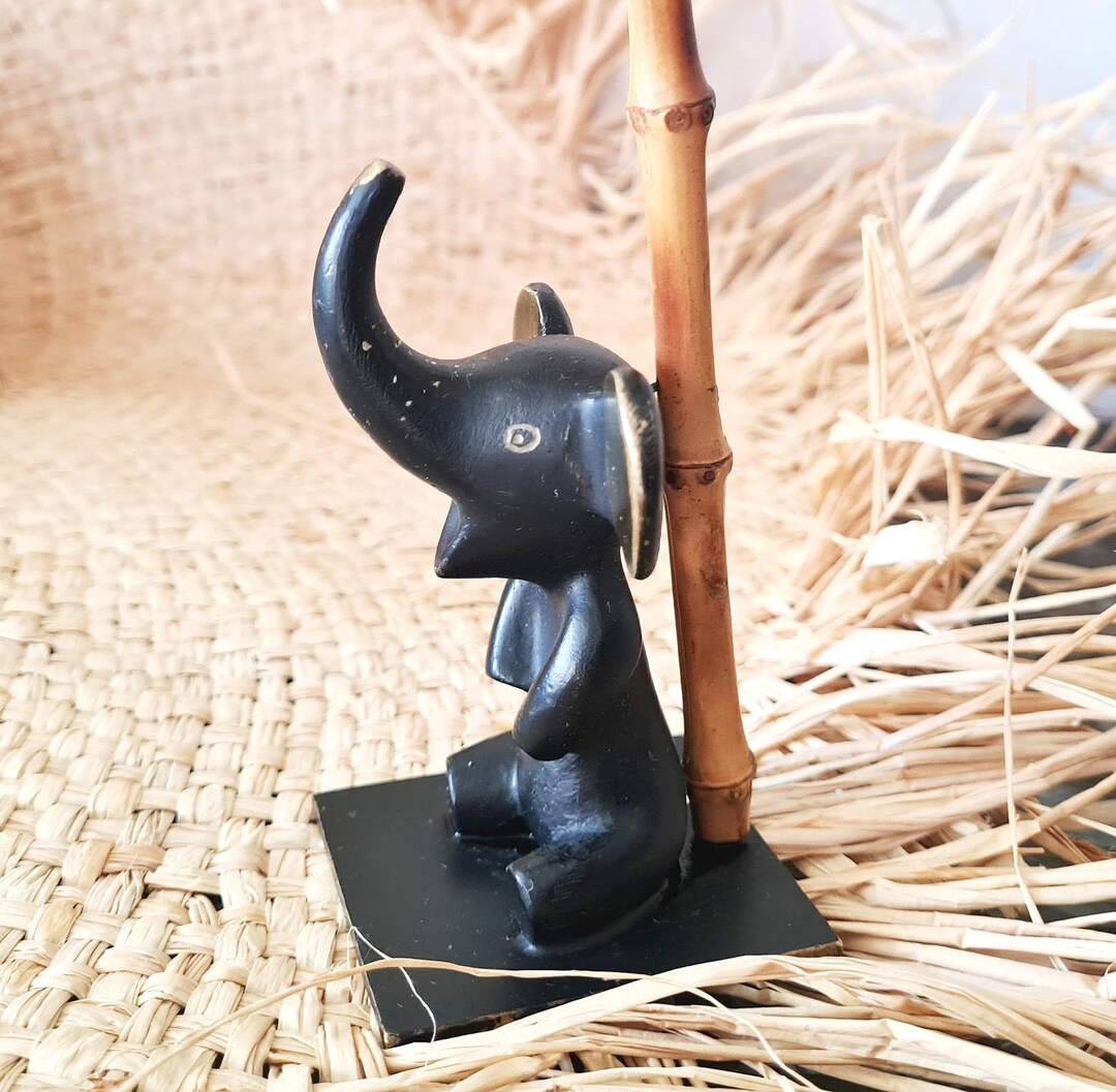 Mid Century Modern Elephant Figurine With Palm Tree Austrian Bronze ...