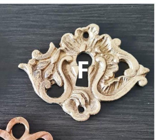 Antique French Brass Key Hole Plate, Peep Hole Cover, Ornate Gold ...