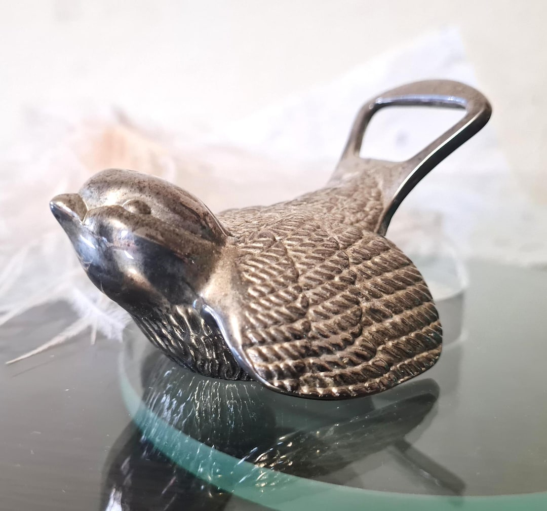Sparrow Bird Beer Bottle Opener Solid Brass Silver Plated, Housewarming ...