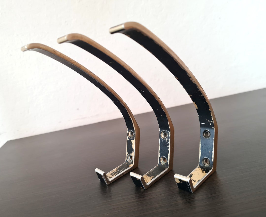 Set 3 Modern Wall Hooks Black Gold, Vintage MCM Austria Vienna Double ... Set 3 Modern Wall Hooks Black Gold, Vintage MCM Austria Vienna Double ...